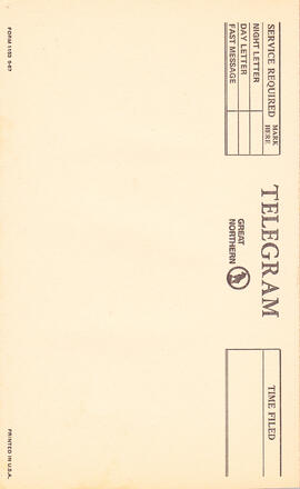 Great Northern Form 1153, Telegram Form, 1967 - PNRA AtoM