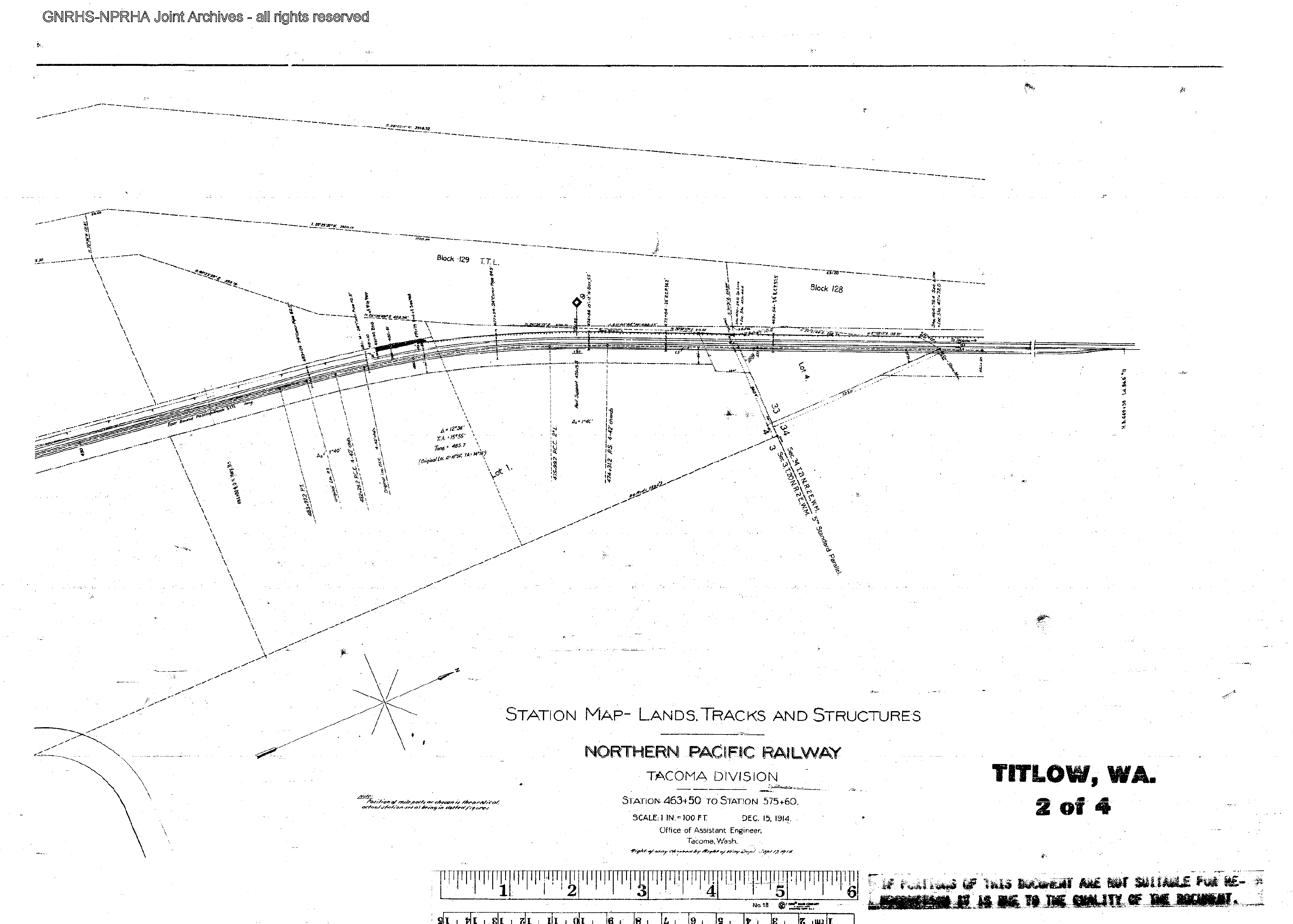 Plat Map of Northern Pacific Facilities at Titlow, Washington, 1914 ...